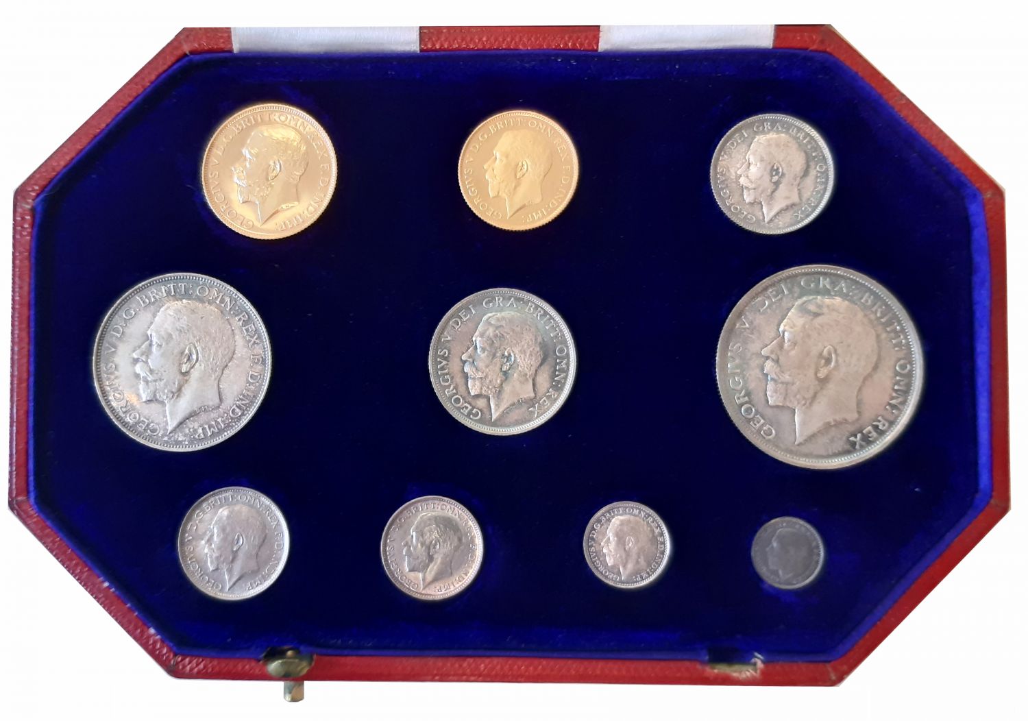 George V 1911 10-coin short proof Set in original case, Coronation iss