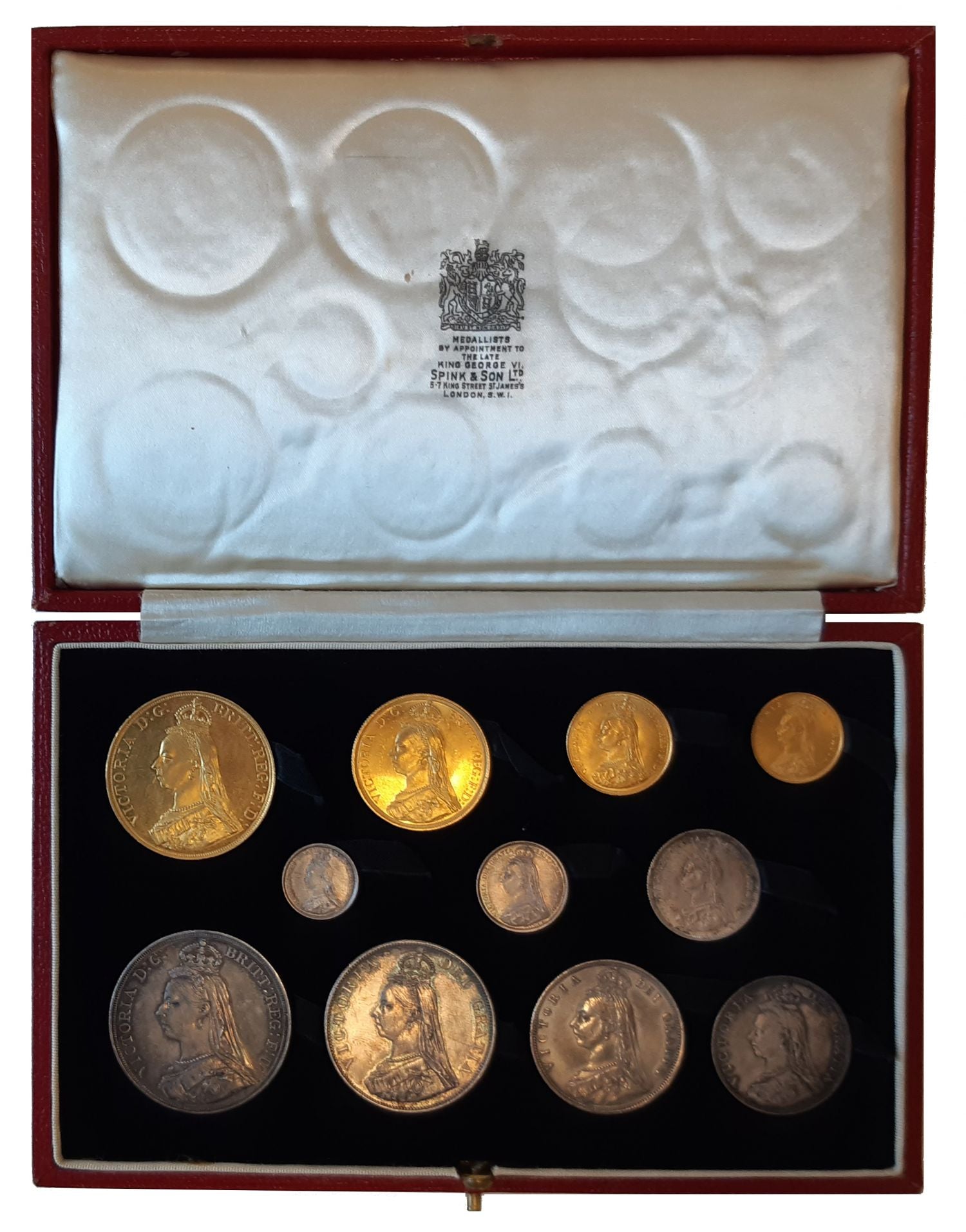 Victoria 1887 11-coin Golden Jubilee currency coin Set in Spink box