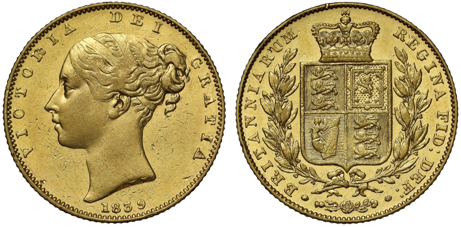 Victoria 1839 Sovereign, second year for reign, low mintage