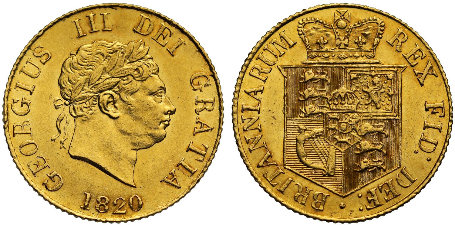 George III 1820 Half-Sovereign, last year of reign
