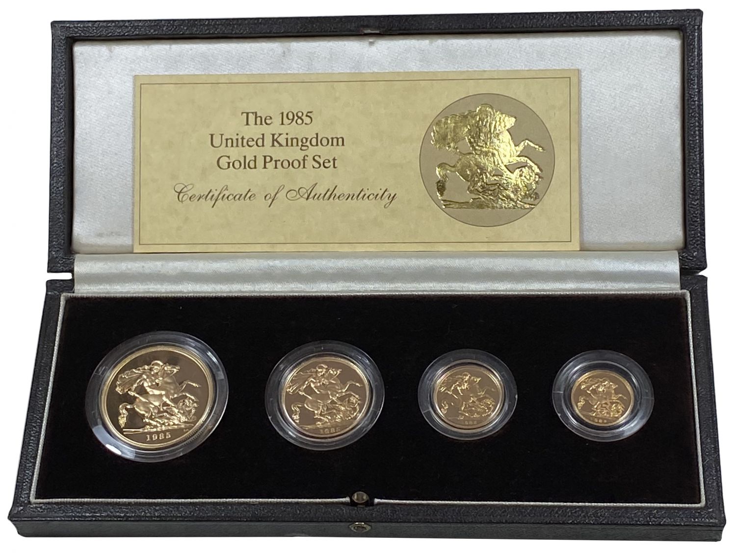 Elizabeth II 1985 4-coin proof Set, First Maklouf set