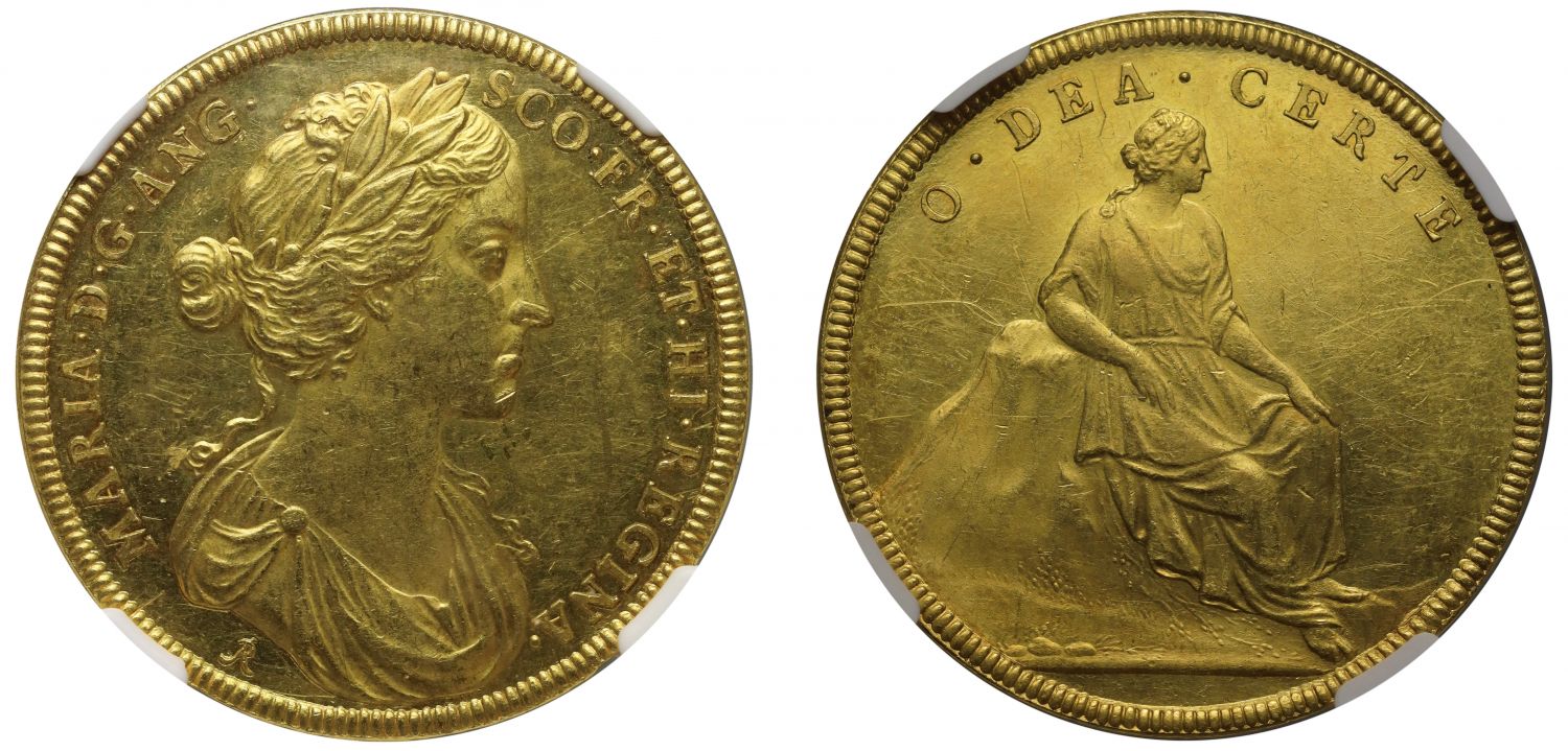Coronation of Mary of Modena, 1685, gold Medal, MS61.