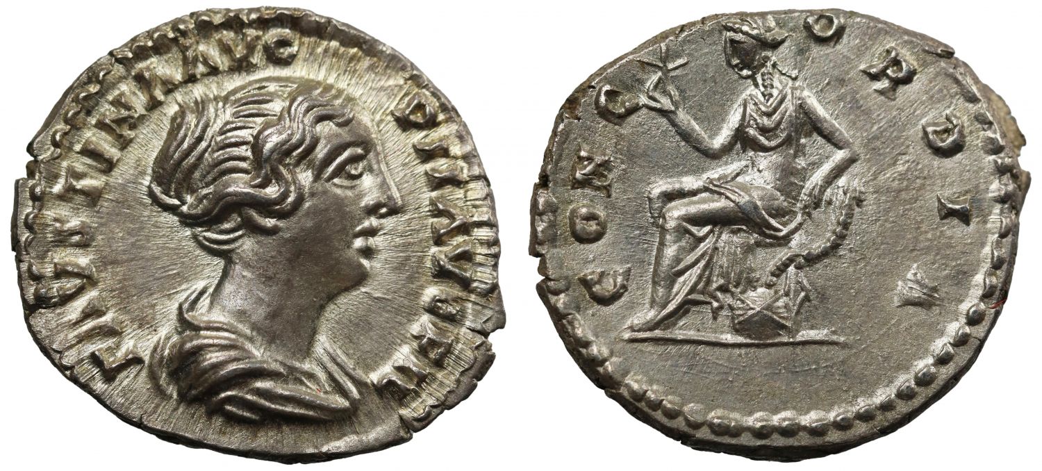 Faustina II, Silver Denarius, Concordia.