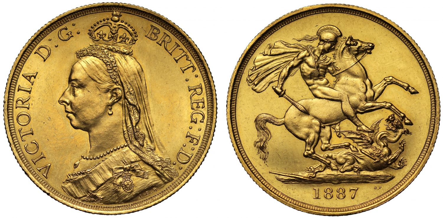 Victoria 1887 Two-Pounds, Golden Jubilee, small BP short date