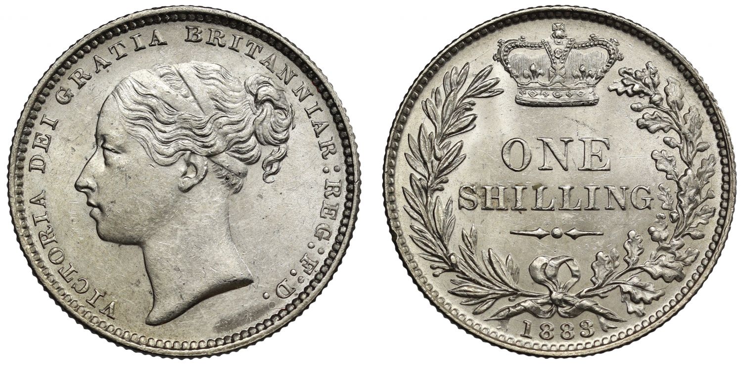 Victoria 1883 Shilling fourth young head MS62