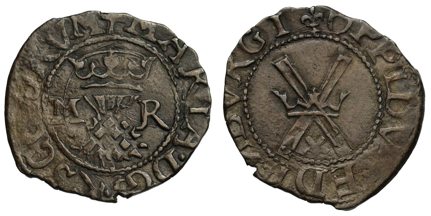 Scotland, Mary Queen of Scots, billon Half Bawbee of Threepence