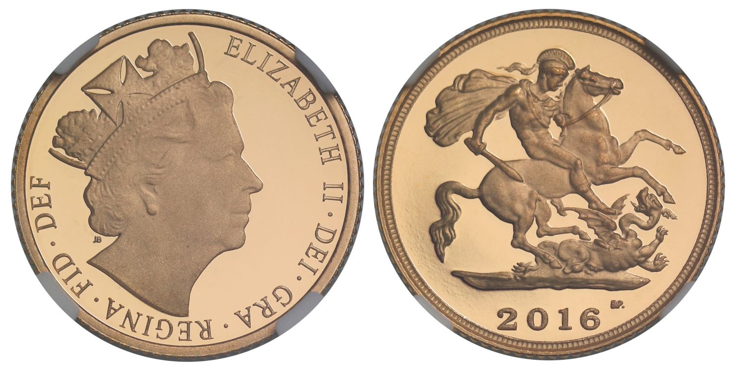 Elizabeth II 2016 proof Half-Sovereign PF70 UCAM, Butler Portrait