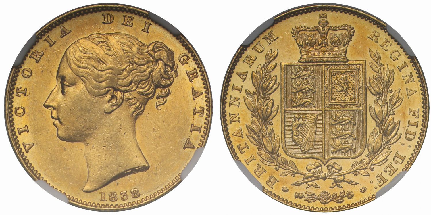 Victoria 1838 Sovereign MS61, first year for Victorian sovereign