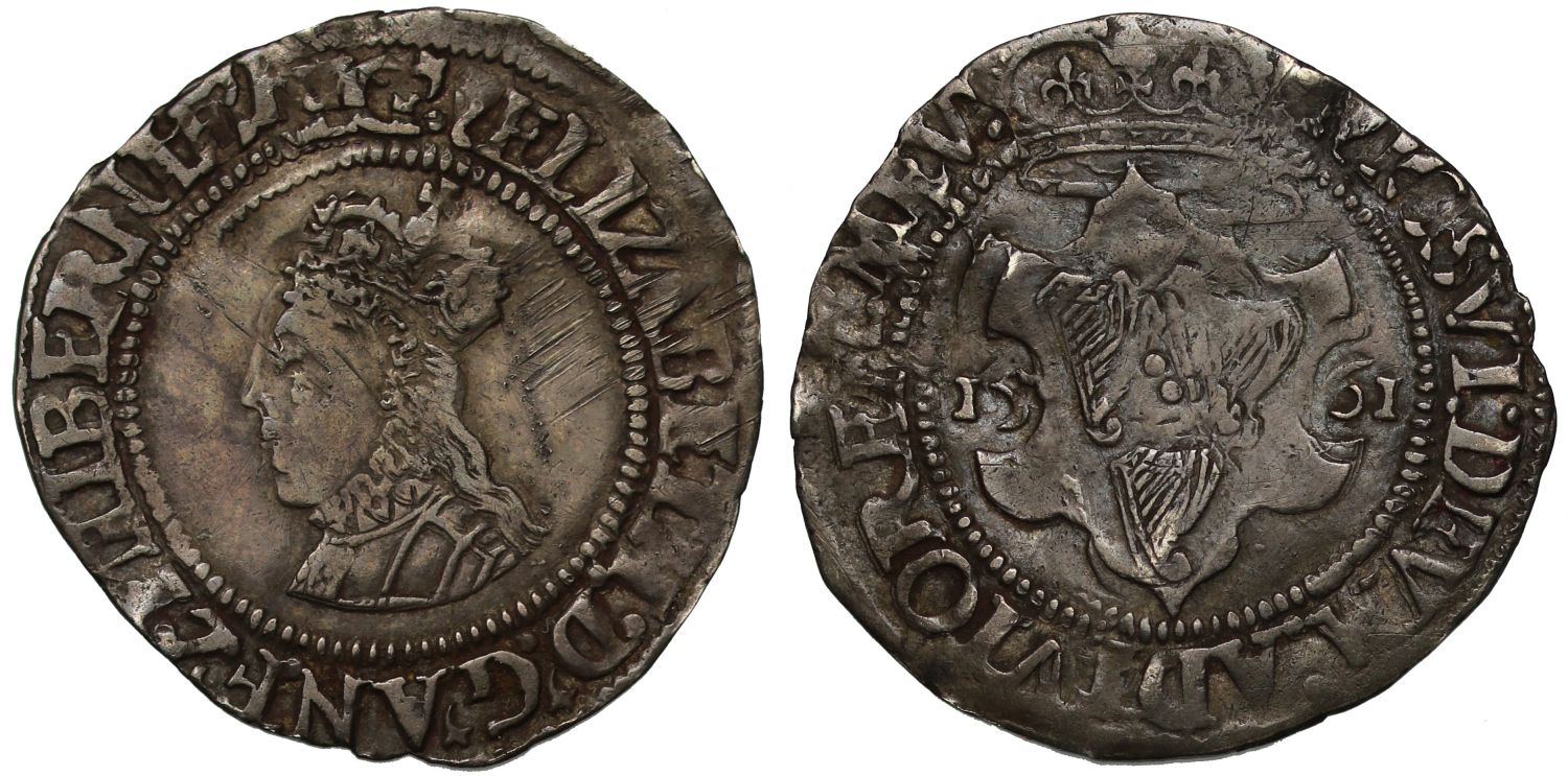 Ireland, Elizabeth I 1561 Groat, fine silver issue, mm harp