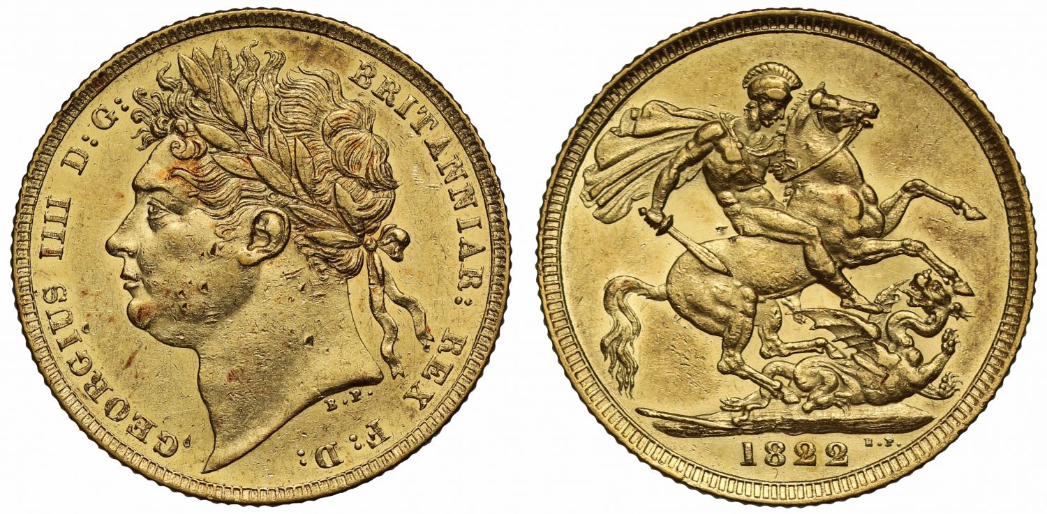 George IV 1822 Sovereign, laureate head