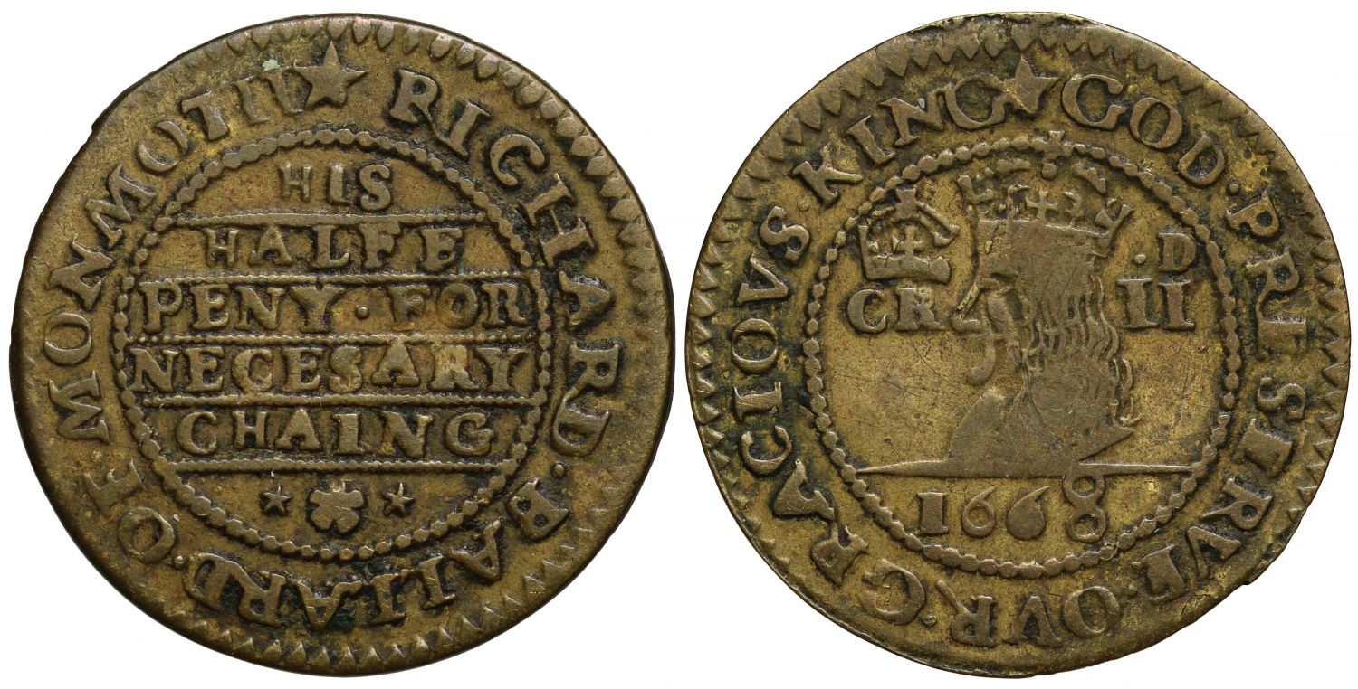 17th Century Monmouthshire Token Halfpenny, Richard Ballard at Kings H